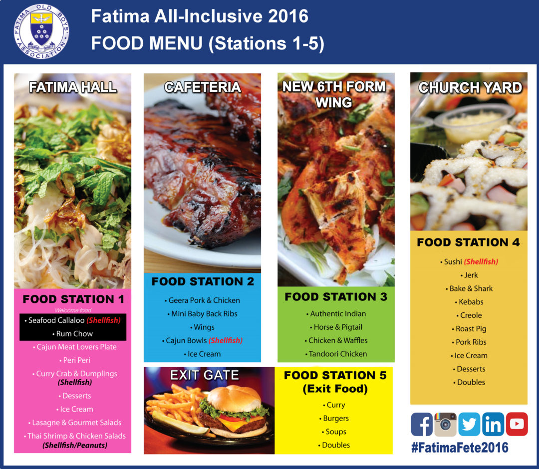 #FatimaFete2016 – Food Menu | Fatima Old Boys Association