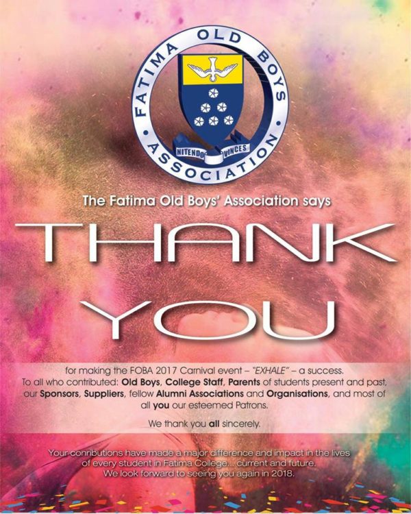 Thank You! Fatima Fete 2017 | Fatima Old Boys Association